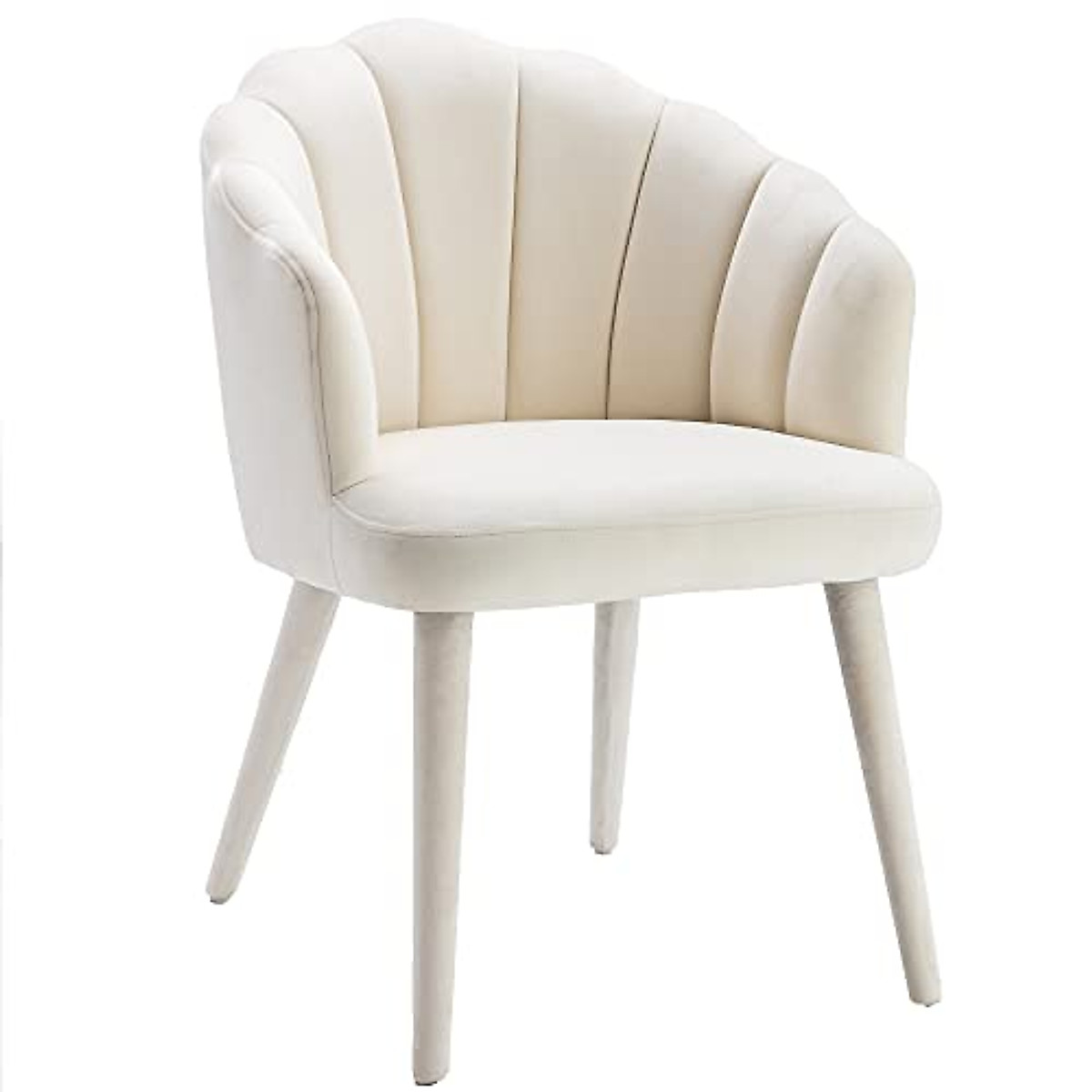 DM Furniture DM-Furniture Velvet Dining Chairs Set of 4 Modern Accent Chairs Upholstery Side Chairs with Upholstered Wood Legs for Home Kitchen Living Room, Cream