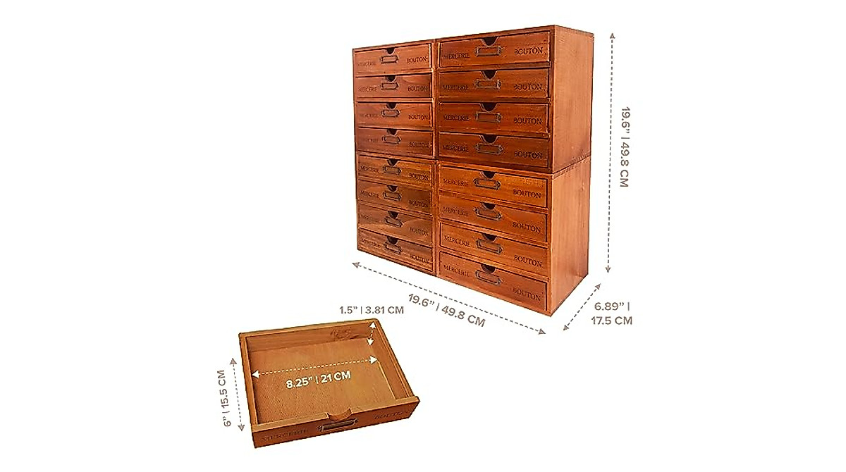 16-Drawer Wooden Storage Box - Stylish Organizer