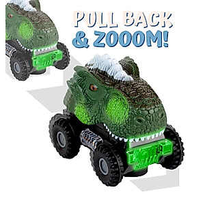 ToyVelt 2021 Edition Dinosaur Pull Back Cars Toys for Kids – 4 Pack Cars Fun Dinosaur Car Set with Exciting Lights, Sounds - Birthday, Christmas, for Boys and Girls Ages 3-10 Years Old