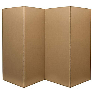 3 ft. Short White Temporary Cardboard Folding Screen - 4 Panels