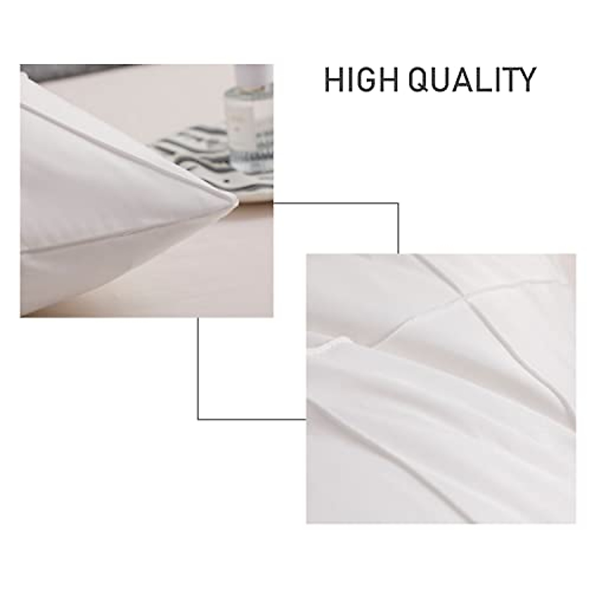 Pack of 2 White Pillow Shams Standard Size Bedding Pillow Covers with Envelope Closure, Bed Pillowcase with Crisscross Diamond Lattice Pattern (20x26inches)