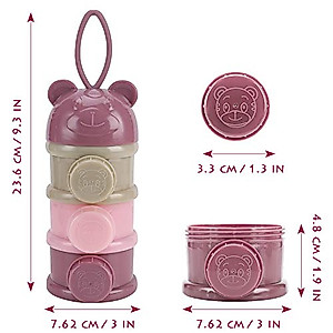 Accmor 3 Layers Baby Milk Powder Formula Dispenser On The Go, Formula Container for Travel, Non-Spill Stackable Baby Snack Storage Container with Handle,BPA Free,Purple