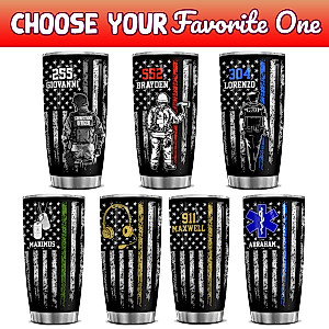 Wassmin Personalized Dispatcher Gifts For Men Dispatcher American Flag Tumbler 20oz 30oz Insulated Coffee Travel Mug Cup Birthday Appreciation