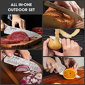 MOSFiATA Kitchen Knife Set, 12 Pcs Japanese Stainless Steel Knife Sets for Kitchen with Oxford cloth storage bag with Knife Sharpening Rod, Dishwasher Safe, For Outdoor