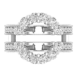 Dazzlingrock Collection Round Lab Grown White Diamond Miligrain Edge with Leaf Carved Design Wedding Enhancer Band for Her (1.99 Ctw) in 14K White Gold Size 9