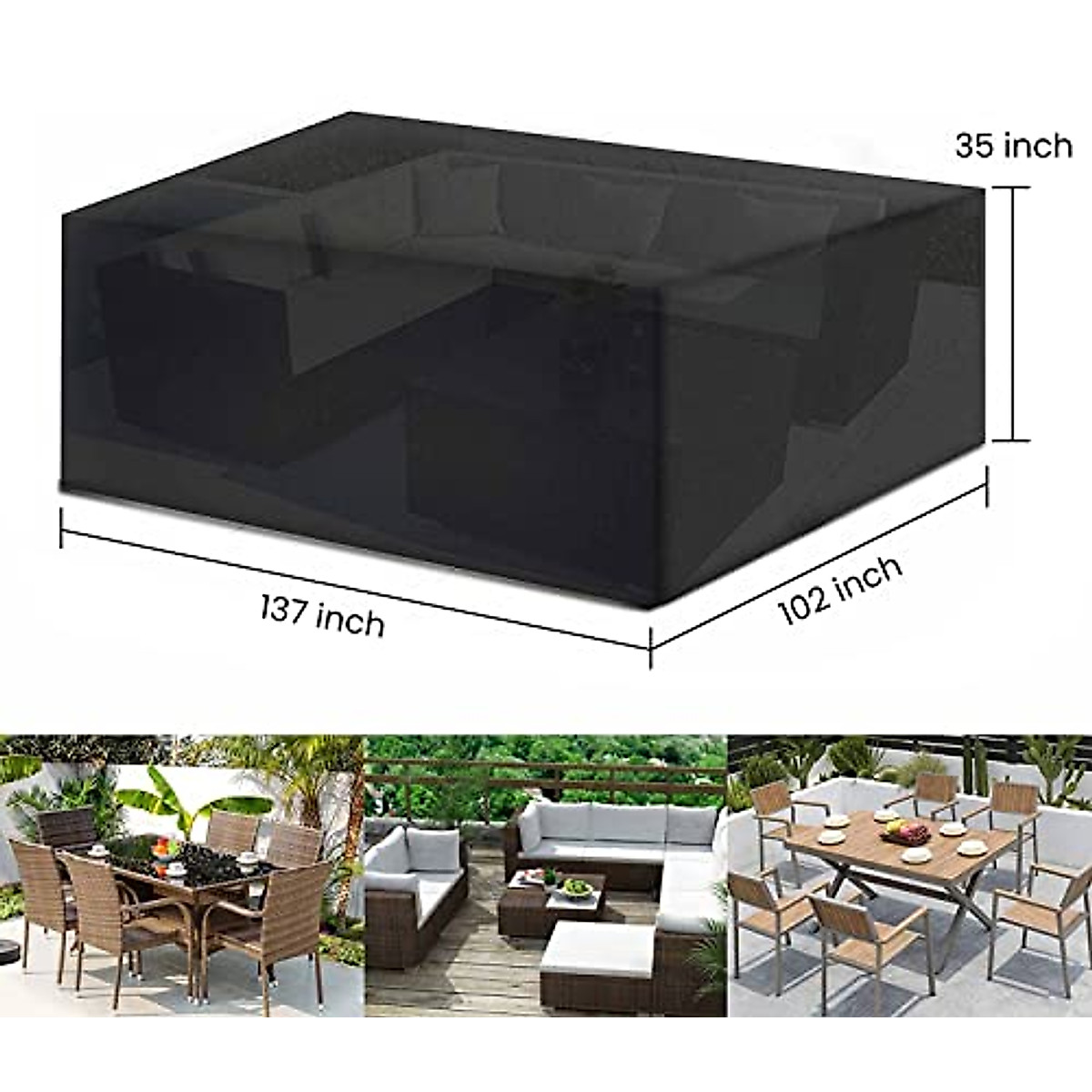 Outdoor Furniture Cover Waterproof, Extra Large Patio Furniture Covers Waterproof Patio Table Cover Rain Snow Dust Wind-Proof, Anti-Uv, Fits for 10-12 Seats(137" L x 102" W x 35" H)