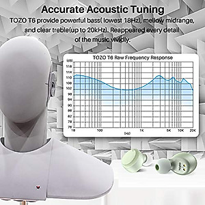 TOZO T6 Protective Silicone Case White & TOZO T6 True Wireless Earbuds Bluetooth Headphones Green