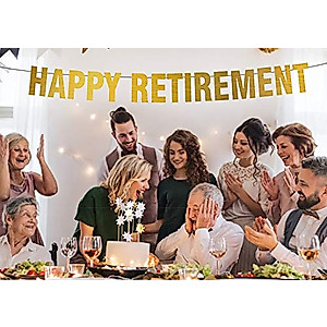 Happy Retirement Banner - Gold Banner - Retirement Decorations - Party Decorations - Retirement Party - Retirement - Celebrations - Funny Banner - Party Supplies - Celebrate Retirement