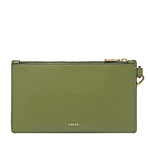 Fossil Women's Wristlet Leather Wallet Small Wristlet Wallet, Tarragon (Model: SLG1575374)