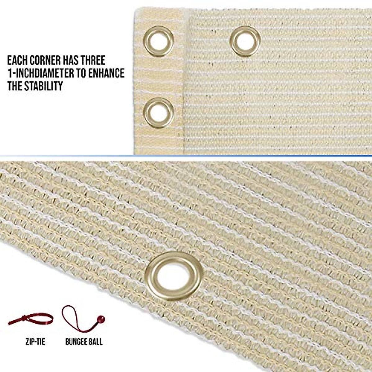E&K Sunrise 3' x 12' Balcony Privacy Fence Screen Cover with Zip Ties Outdoor Screen Fence UV Protection for Deck Patio Backyard Apartment Pool Porch (Beige)