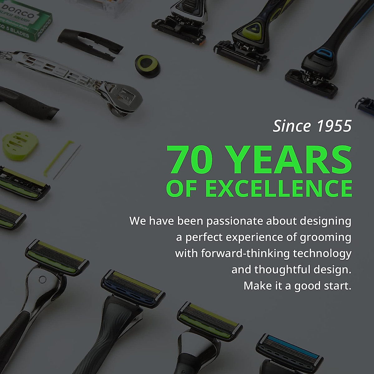 Dorco Pace 6 Pro - Six Blade Razor System with Trimmer - 2 Replacement Handles (Handles Only)