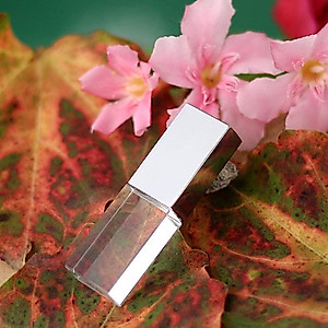 HONGPAS New Crystal Transparent Rectangle Genuine USB Flash Drive 3.0 LED Lighting Memory Stick Birthday Wedding Gift Pen Drive,Silver (32GB)…
