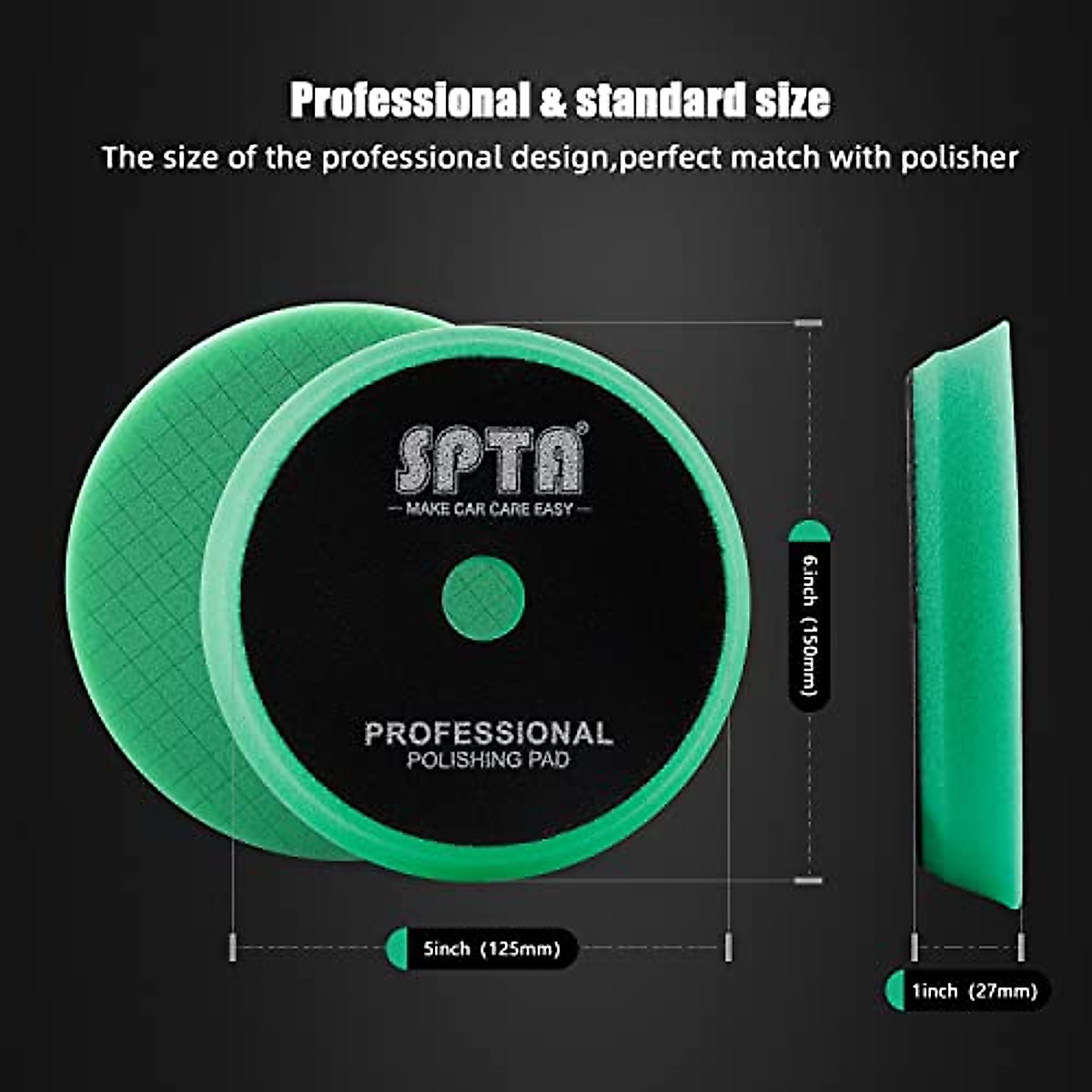 Polishing Pads, 5Pc 5 Inch 125mm Orbital Buffer Polisher Pads and 1Pc Microfiber Buffing Pads, Foam Polish Pad for Compounding, Polishing and Waxing, for 5''/125mm Backing Plate Car Polisher -GPP5MIX