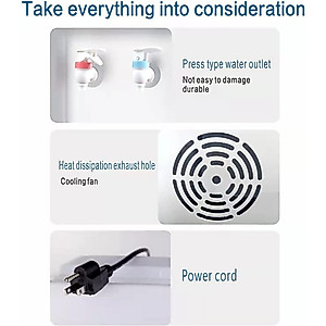 Top Loading Water Cooler Dispenser, Hot & Cold Water Cooler Dispenser with Child Safety Lock & Storage Cabinet for Homes, Kitchens, Offices, Dorms Use, Holds 3 or 5 Gallon Bottles, White