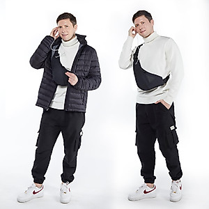 MAYMOONER Small Sling Shoulder Crossbody Bag Men Women, Lightweight Anti-theft One Strap Casual Chest Bag Slim Backpack for Outdoor Walking Trip Hiking Biking Black