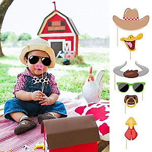 CC HOME Farm Animal Photo Booth Props,Farm Animal Wedding Bridal Shower Birthday Party Supplies Baby Shower Decorations 25CT