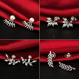 Suyi Fashion Hollow Lotus Flower Earrings Crystal Simple Chic Stud Earrings Set 8 Pairs