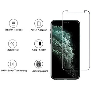 Ailun 2 Pack Screen Protector for iPhone 11 Pro Max[6.5 inch] + 2 Pack Camera Lens Protector,Tempered Glass Film,[9H Hardness] - HD