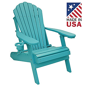 ECCB Outdoor Outer Banks Deluxe Oversized Poly Lumber Folding Adirondack Chair (Aruba Blue)