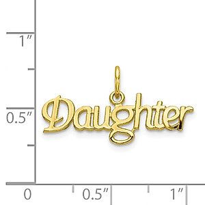 Solid 10k Yellow Gold Daughter Charm Pendant - 14mm x 26mm