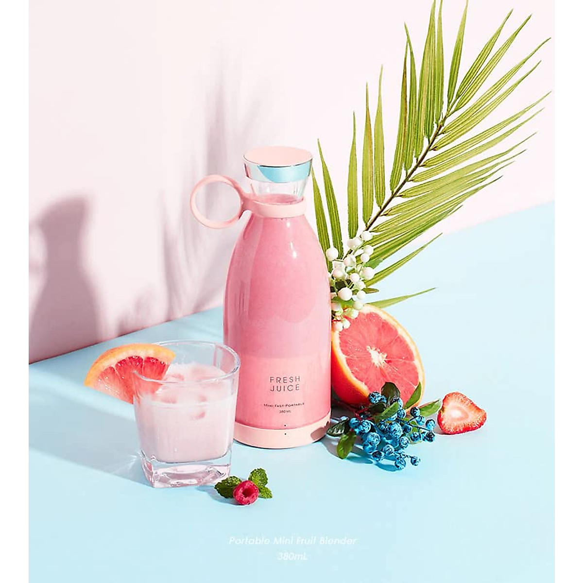 Wireless Charging 4 Blades Electric Juicer Mini Portable Blender Fruit Mixers Fruit Extractors Multifunction Juice Maker Machine Blender Smoothies Mixer Personal Size Blender for Juice, Shakes, and