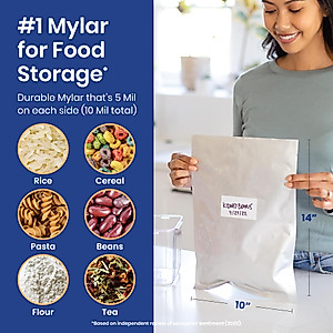 75x Wallaby 1-Gallon Mylar Bag Bundle - (5 Mil - 10" x 14") Mylar Bags, 80x 400cc Oxygen Absorbers, 80x Labels - Heat Sealable, Food Safe, & Reliable Long Term-Food Storage Solutions - Silver