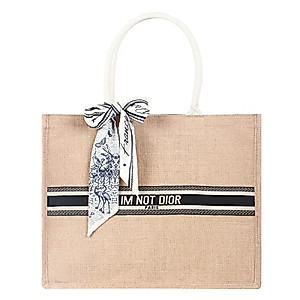 Bluenut Shopping-Bag-for-Women, Large-Burlap-Beach-Tote- Farmers-Market-Jute-Bag(Im Not)
