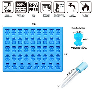 Silicone Candy Gummy Bear Molds - Chocolate Molds Including Bears, Frogs, Lions, Monkeys, Penguins Gummie Molds Premium Silicone BPA Free, Pack of 4 with 2 Droppers