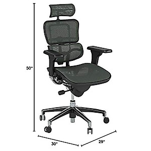 Ergohuman High Back Swivel Chair with Headrest, Black Mesh & Chrome Base
