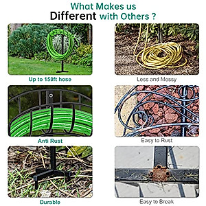 ANIDEER Garden Hose Holder Detachable Metal Hose stand, Water Hose Stand Hanger for Outside Freestanding, Heavy Duty Hose Storage Stand for Outdoor Lawn & Yard, Black