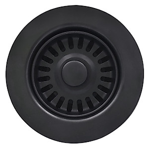 EADOT 3-1/2 Inch Polymer Black Kitchen Sink Drain Assembly with Basket Strainer and Stopper, Kitchen Drain Basket Strainer for Granite/Fireclay Kitchen Sinks
