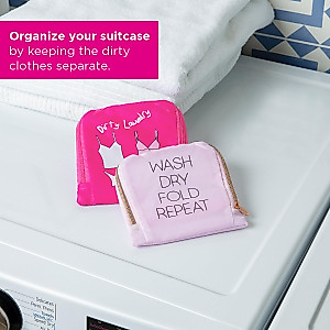 Miamica Soft Travel Laundry Bag with Zipper and Drawstring, Pink, 21” x 22” – Keep Your Dirty Clothes Separate and Your Suitcase Organized – Expandable, Durable, and Foldable Laundry Bag