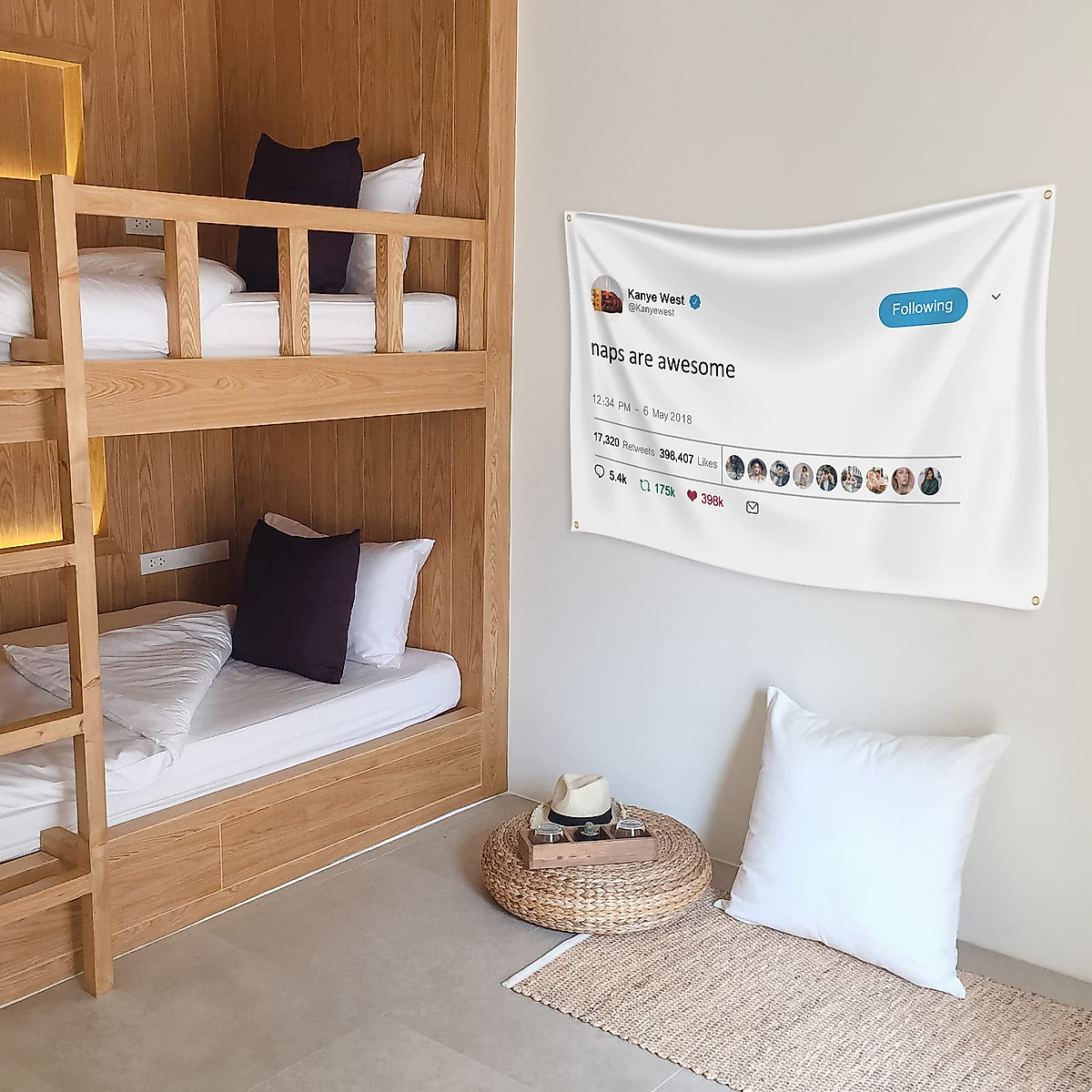 xiheer Kanye Tapestry Tweet flags, naps are awesome with Installation tool, Funny Flags for Room College University Dorm Guys Rapper wall Decorations meme Gift, 3x5 Ft