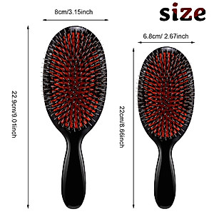Geiserailie Hair Brushes, 2 Pieces Boar Bristle Hair Brushes with Nylon Quill, Natural Bristles Hair Extensions for Women, Men and Kids, Promotes Smooth and Healthy Hair Growth