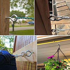 AYSUM 20Pcs 3.2 Inch Screw Eyes Heavy Duty Stainless Steel Screw in Eye Hooks for Wood, Metal Eye Lag Eyebolt for Indoor & Outdoor Use