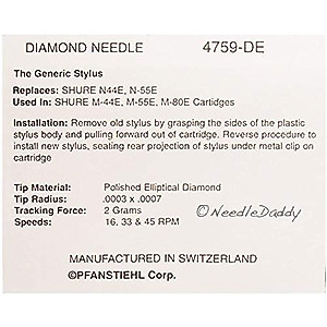 Stylus Needle for SHURE N44E M55E N55E M44 M80E VN2E 4759-DE 759-DE