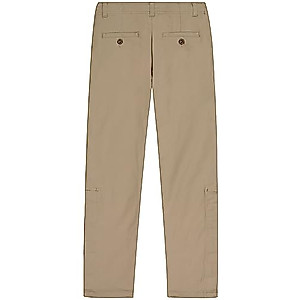 IZOD Boys' School Uniform Adaptive Chino Pants, Adjustable Waistband, Velcro Closure & Faux Buttons, Khaki, 14 Husky