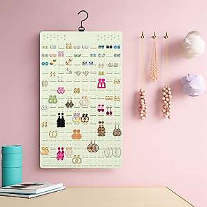 KMEOSCH Dual-Sided Hanging Jewelry Organizer Holds Up to 300 Pairs of Earrings and 30 Necklaces (1 Pack)