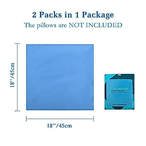 Lewondr Waterproof Outdoor Throw Pillow Cover, 2 Pack Solid PU Coating Throw Pillow Case UV Protection Garden Cushion Cover for Patio Sofa Couch Balcony 18"x18"(45x45cm) - Light Blue