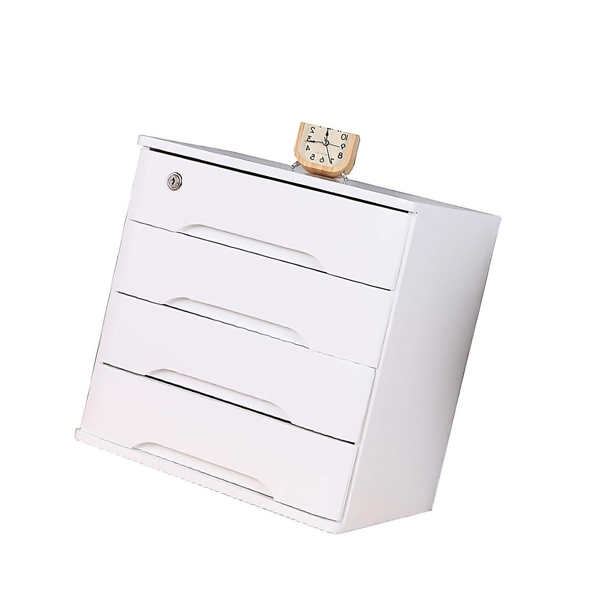 JAEFIT Desktop File Cabinet - Flat File Cabinet - Solid Wood Storage Box, Wooden Desktop Storage Box with Lockable Drawers, Office Supplies A4/Receipt File Organizer (Size : 4 Layer)