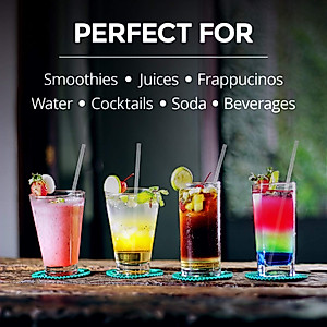 Fit Meal Prep 400 Pack Biodegradable Straws 7.75", Individually Wrapped Compostable Straw, Disposable Clear PLA Straw, 100% Plant Based Straws for Drinks, Iced Coffee, Milkshake, Smoothie, Juice