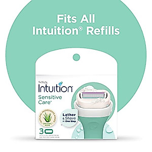 Schick Intuition Sleek Razors for Women with Sensitive Skin | 1 Razor & 3 Intuition Razor Blades Refill with Organic Aloe