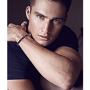 WAINIS 10 Pcs 8mm Stone Semi-Precious Gemstones Beaded Bracelets for Men Women Healing Crystal Stretch Beaded Bracelet Unisex