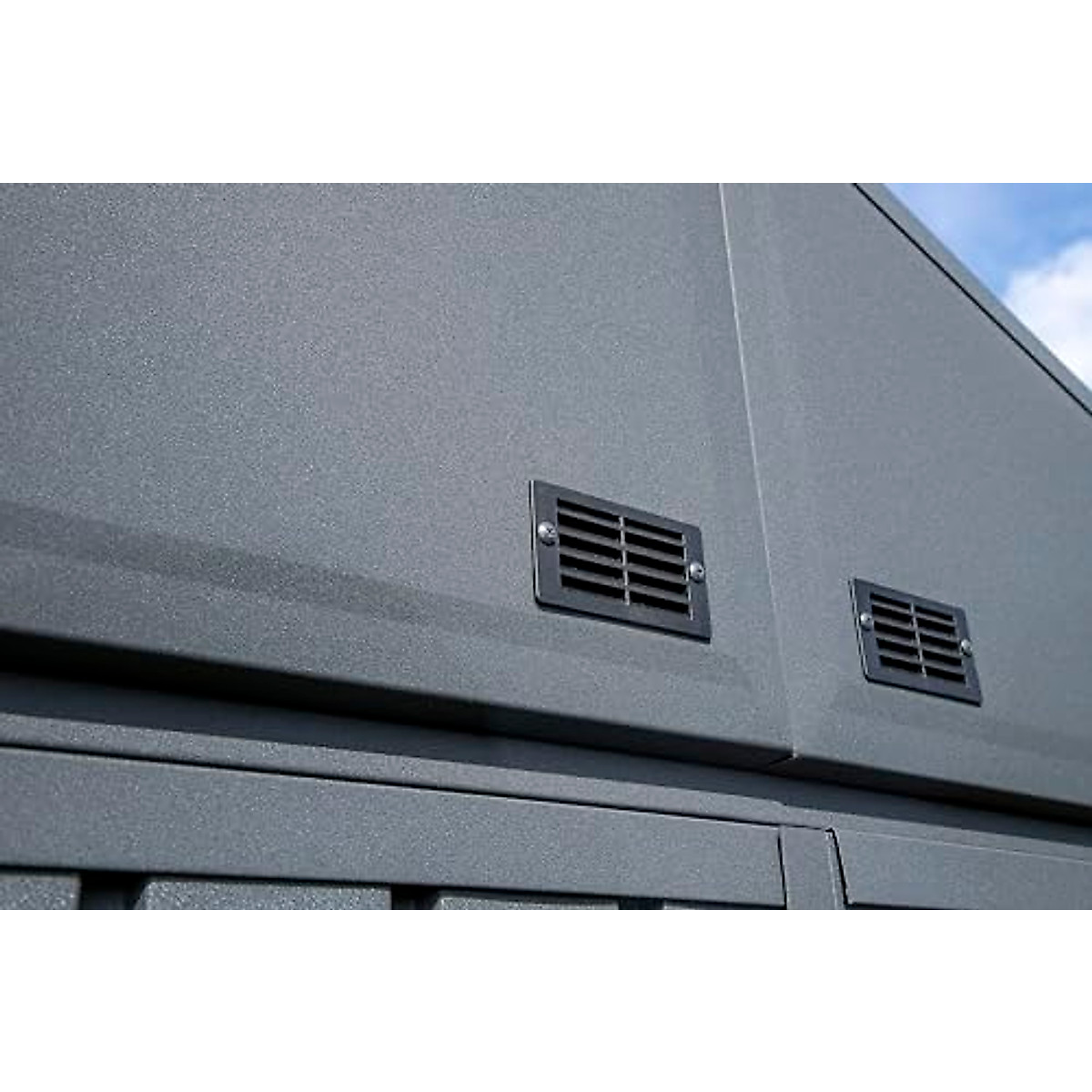 Arrow Shed Elite 14' x 14' Outdoor Lockable Gable Roof Steel Storage Shed Building, Anthracite