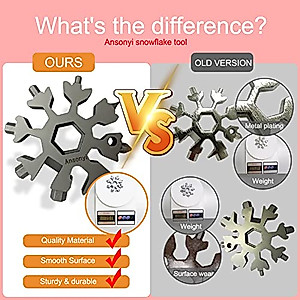 Snowflake Multi Tool, Ansonyi Stainless Steel 18-in-1 Snowflake Tool Christmas Stocking Stuffers for Men Women, Portable Screwdriver/Wrench/ Bottle Opener Multitool Funny Gifts (Silver)