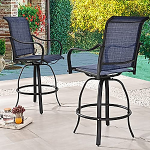PatioFestival Patio Swivel Bar Stools Set of 4 Outdoor High Bistro Stools Height Chairs Dining Chairs All Weather Garden Furniture(Blue)