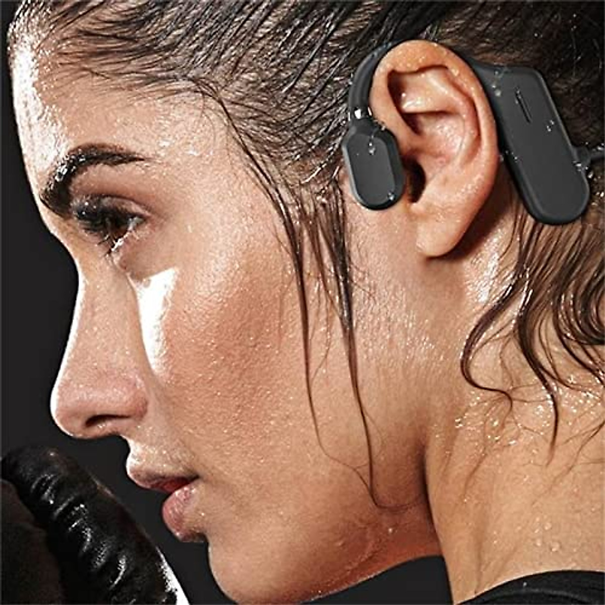 PEASAM Gropeearth Bone Conduction Headphones, Bone Conduction Headphones Waterproof Bluetooth Wireless Headset, Bone Conduction Headphones with Microphone Bluetooth Wireless Headset (Red)