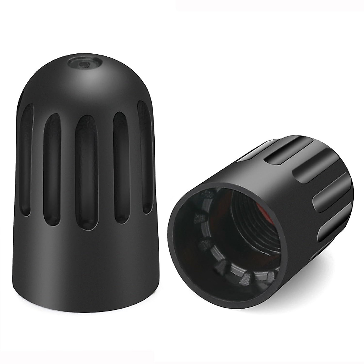 Black TPMS Plastic Tire Valve Stem Caps with Rubber Seal Universal Long Air Valve Stem Caps for TPMS20008 Rubber Valve, Airtight Seal, ­All-Weather, Air Protection, ­Light-Weight (8 Pack)