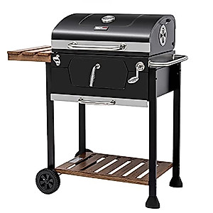 Royal Gourmet CD1824M 24-Inch Charcoal, BBQ Smoker with Handle and Folding Table, Perfect for Outdoor Patio, Garden and Backyard Grilling, Black