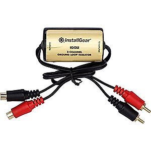 InstallGear Ground Loop Noise Isolator, Amplifier Noise Filter for Car Audio & Home Stereo, Feedback Loop Isolator, Car Stereo Noise Suppressor Reducer Alternator, Ground Loop Isolator